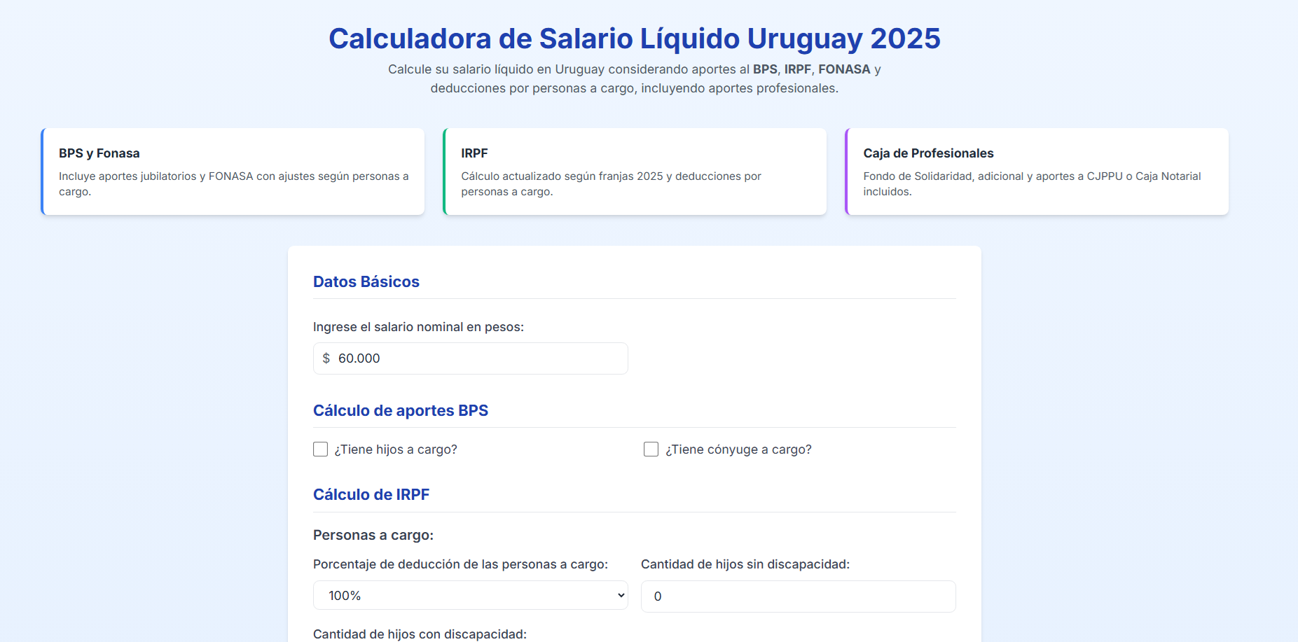 Calculadora de Salario Líquido Uruguay 2025